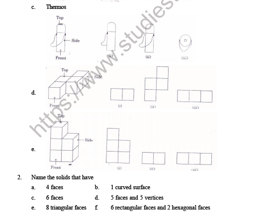 CBSE Class 8 Maths Visualising Solids Shapes Question Bank